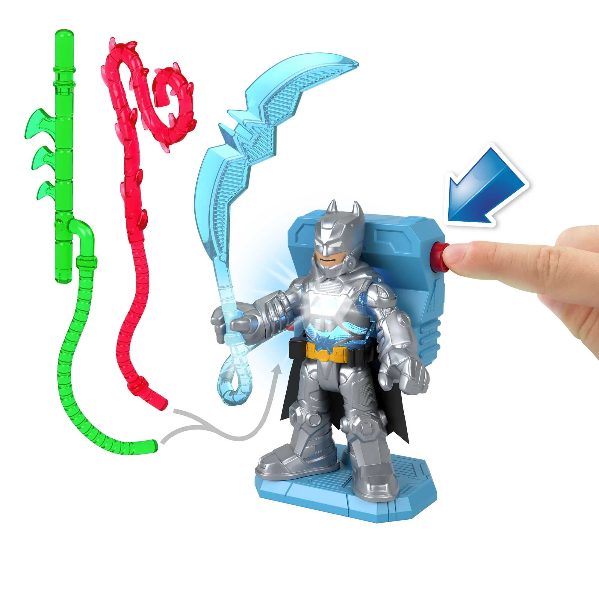 Fisher-Price Imaginext DC Super Friends Preschool Toys Batman Battle Multipack 9-Piece Figure Set with Light-Up Backpack for Ages 3+ Years