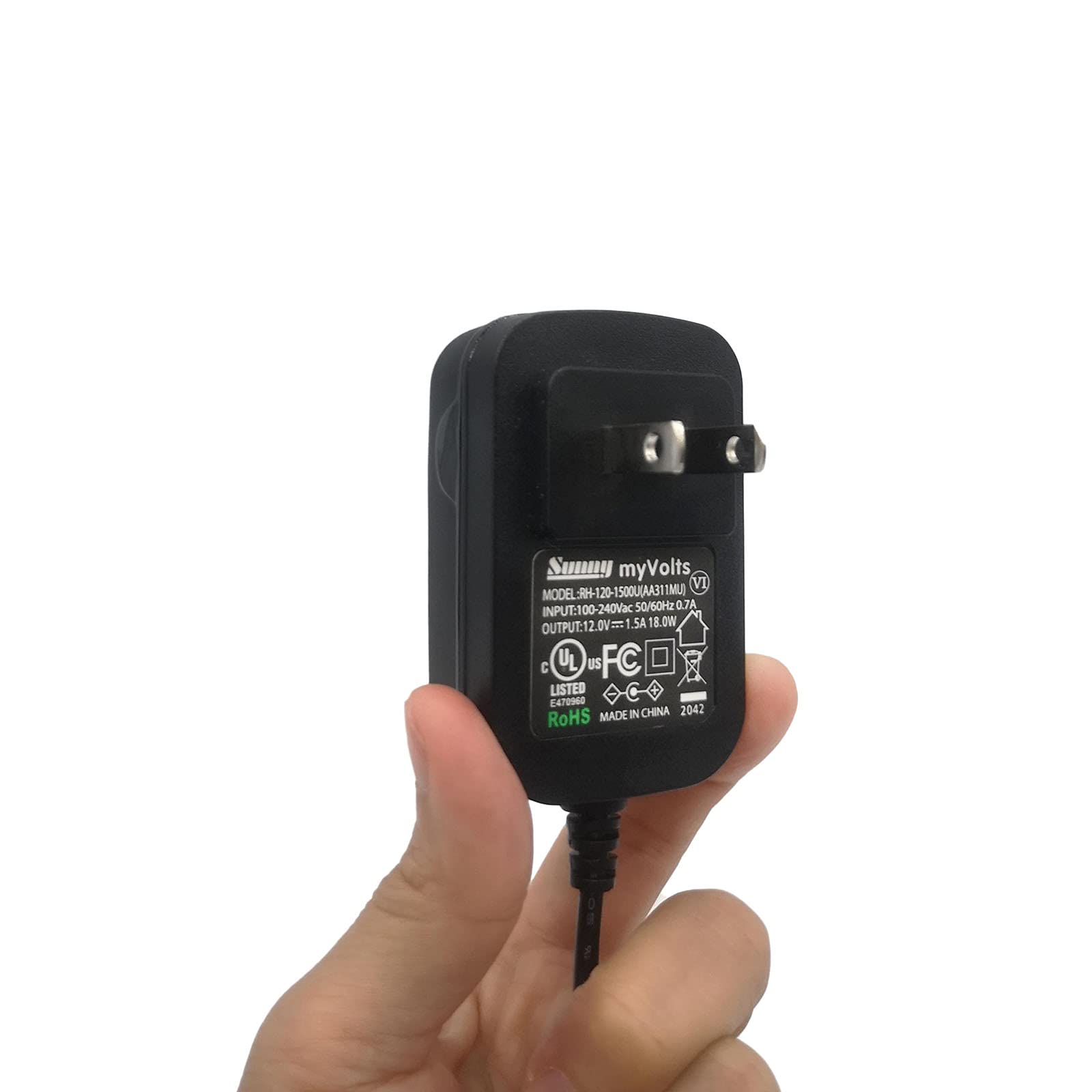 MyVolts 12V Power Supply Adaptor Compatible with/Replacement for Seagate SRD00F2, 9ZH9P9-RAA, 9SF2A8-500, SRD0SD1, SRD0SD0, SRD0PV1 External Hard Drive - US Plug with Extension and ON/Off Switch