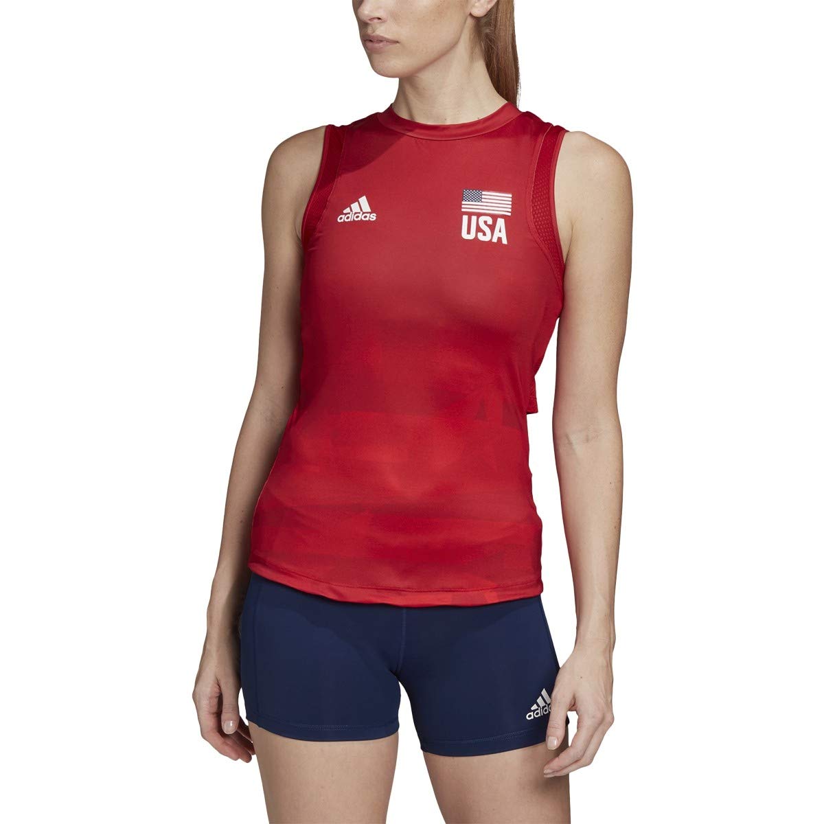adidas Women's Usav Jersey Primeblue W, Team Power Red/Vivid Red/Team Navy Blue, X-Large