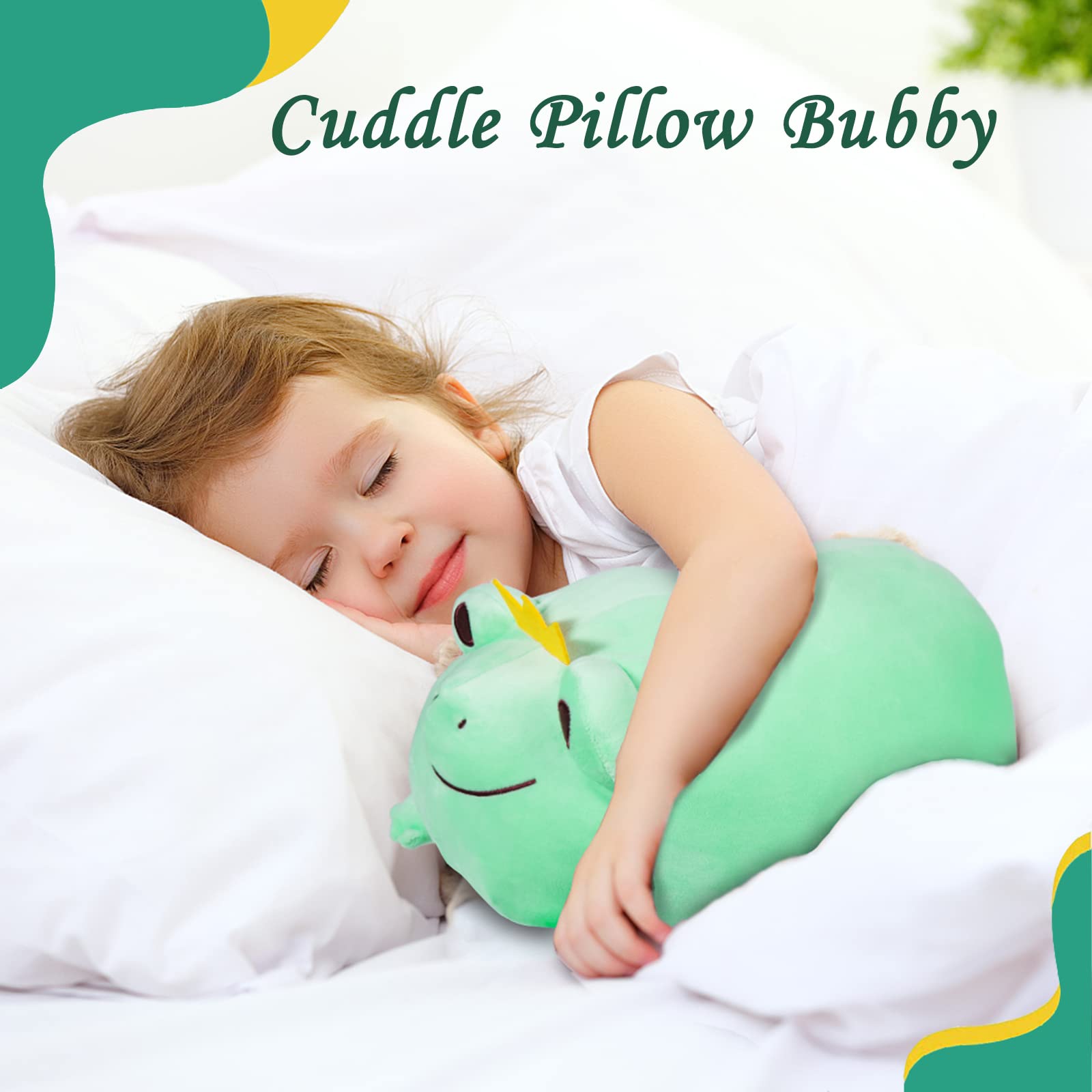 CAZOYEE Cute Frog Plush, Stuffed Animal Soft Toy, Adorable Cool Pillow & Plushies for Kids, Bedroom Decor, Gift Idea
