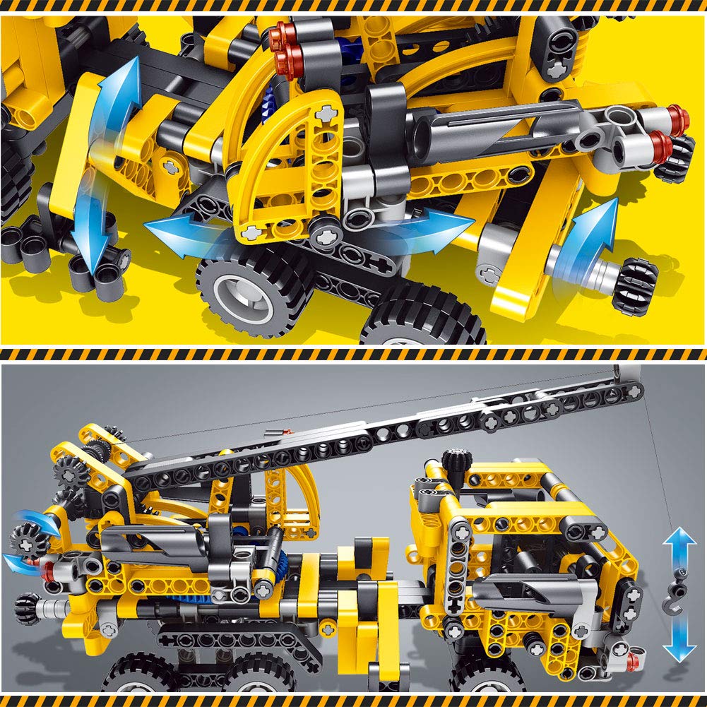BIRANCO. Crane Truck Building Kit - Educational Learning STEM Building Blocks Toys Gifts for 8, 10, 12 yr Old Kids, Engineering Construction Set for Boys & Girls Age 6, 7, 9, 11, 13 Years Up