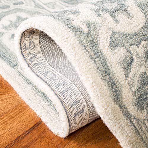 SAFAVIEH Aspen Collection 7' Square Grey / Light Grey APN122A Handmade Boho Braided Tassel Wool Area Rug