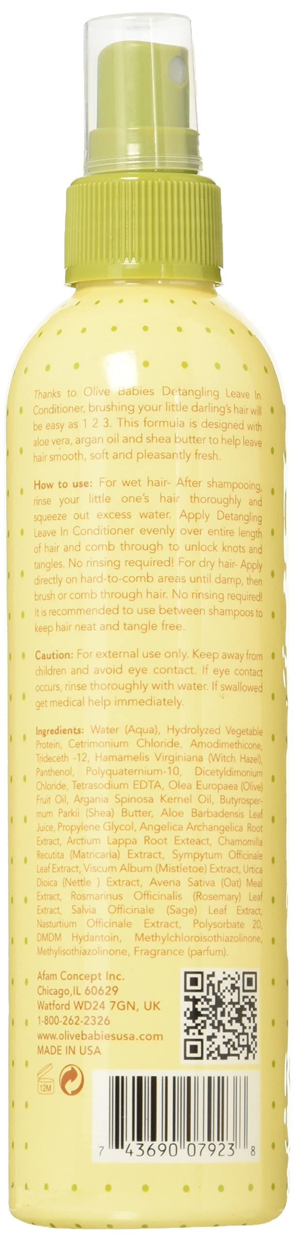 Olive Babies Hair Detangling Leave-in Conditioner Spray, 8 Ounce