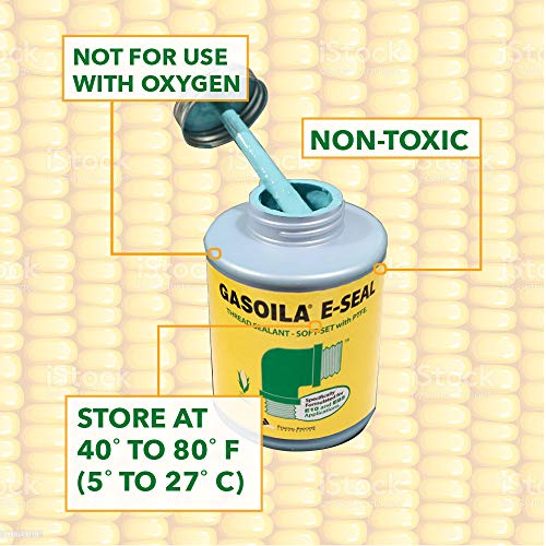 Gasoila - GE04 E-Seal Pipe Thread Sealant with PTFE Paste, Non-Hardening, -100 to 600 Degree F, 1/4 Pint Brush