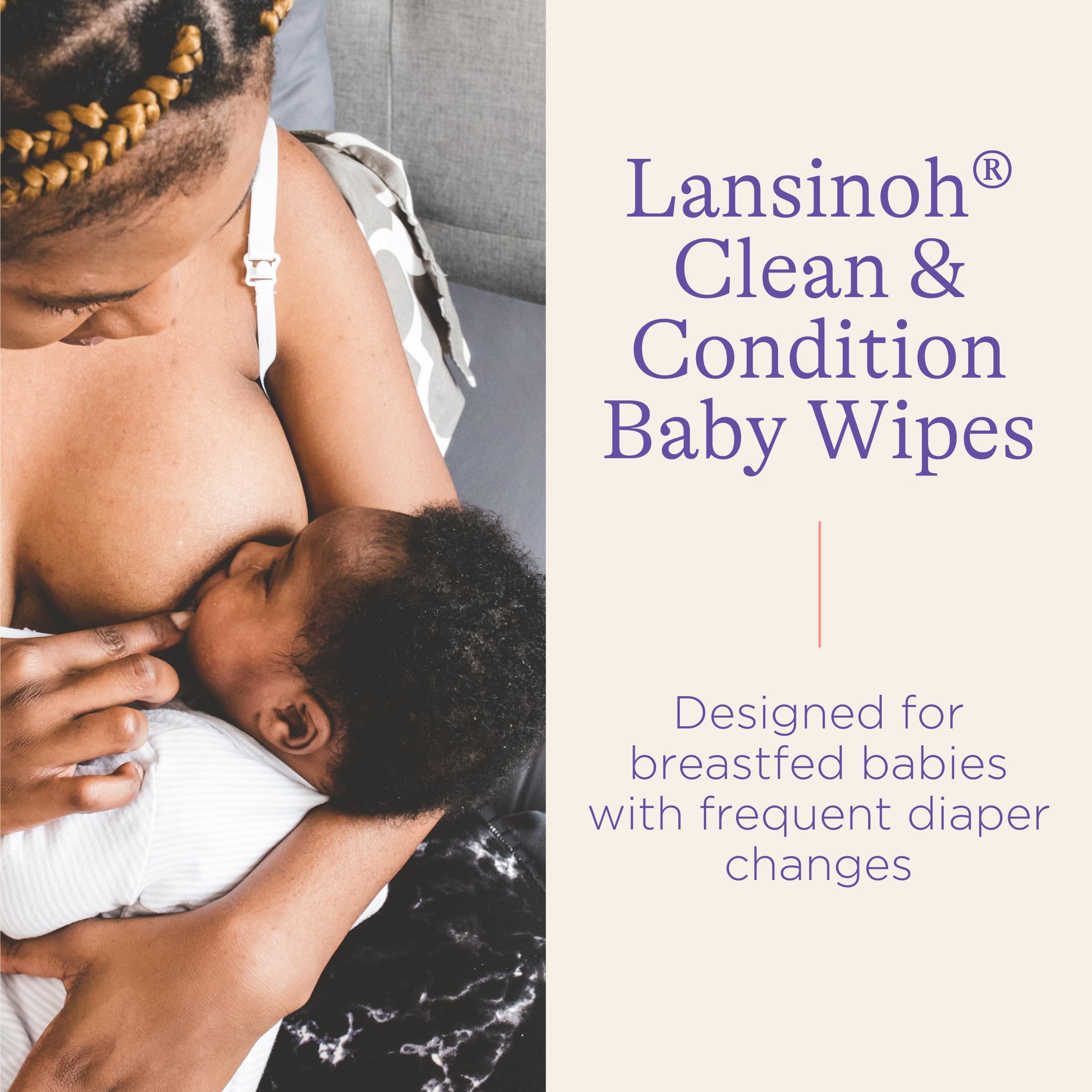 Lansinoh Baby Wipes, Gentle on Sensitive Skin, Made with Lanolin, Hypoallergenic & Lightly Scented, 480 Count (Pack of 6)
