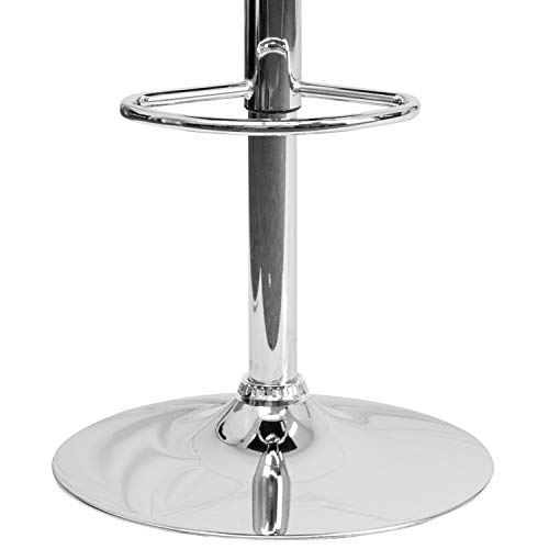 Flash Furniture Vincent Modern White Vinyl Adjustable Bar Stool with Back, Swivel Stool with Chrome-Pedestal Base and Footrest