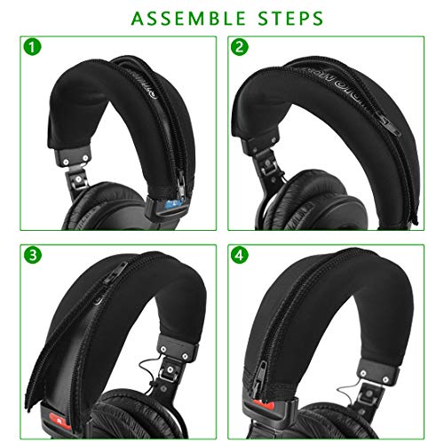Geekria Flex Fabric Headband Cover Compatible with Sony MDR-V6, MDR-V600, MDR-V900, MDR-Z600, MDR-7506, MDR-7509, MDR-CD900ST Headphones, Head Cushion Pad Protector, Easy DIY Installation (Black)