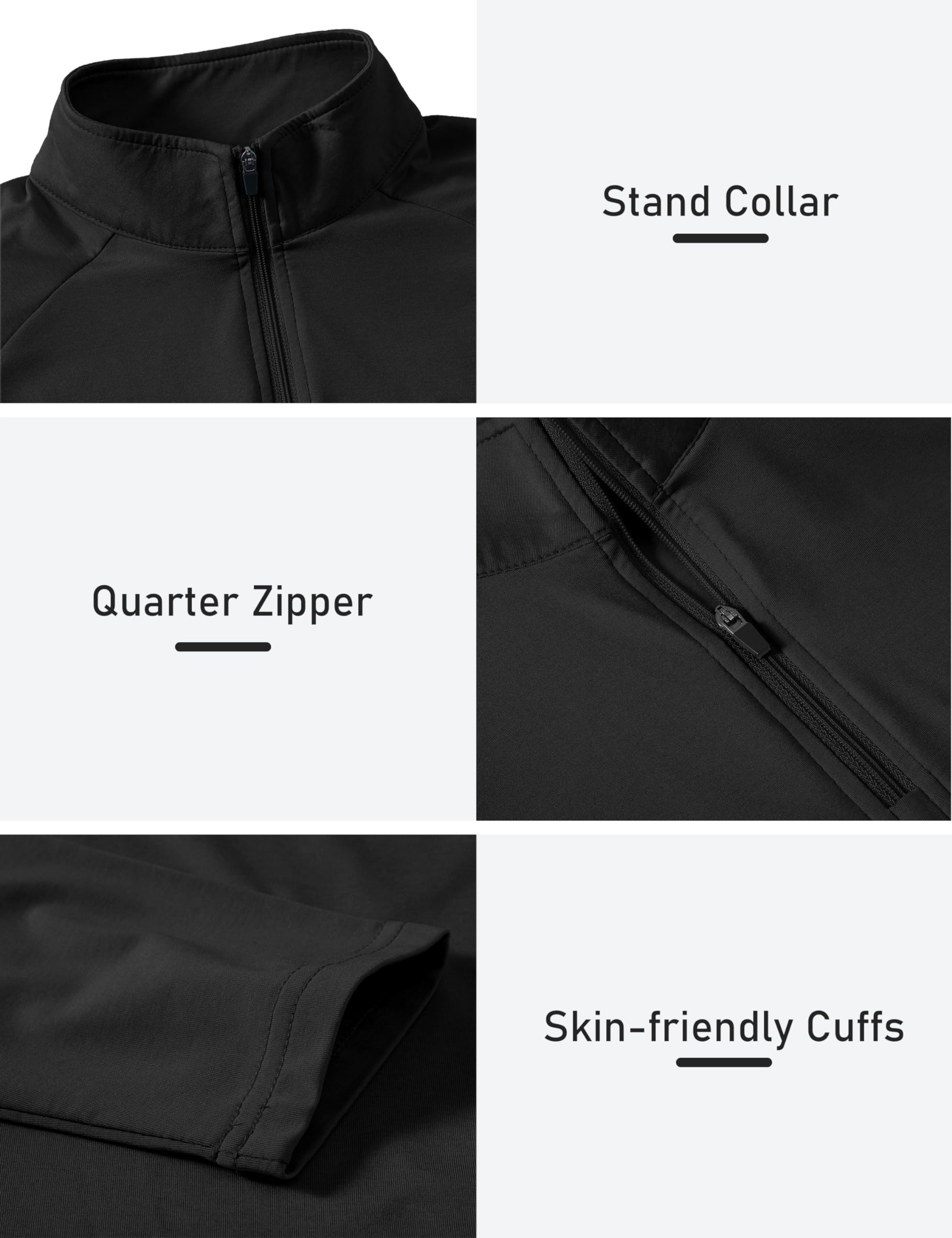 AjezMax Long Sleeve Zipper Shirts for Women Athletic Outdoor Running Tops Black L