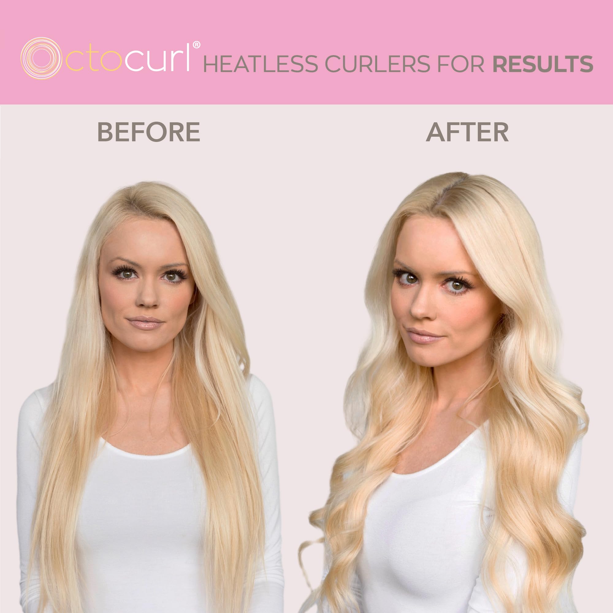Octocurl Heatless Curls Headband - Hair Curlers to Sleep In - Heatless Curlers for Long Hair (Cotton - Pink)