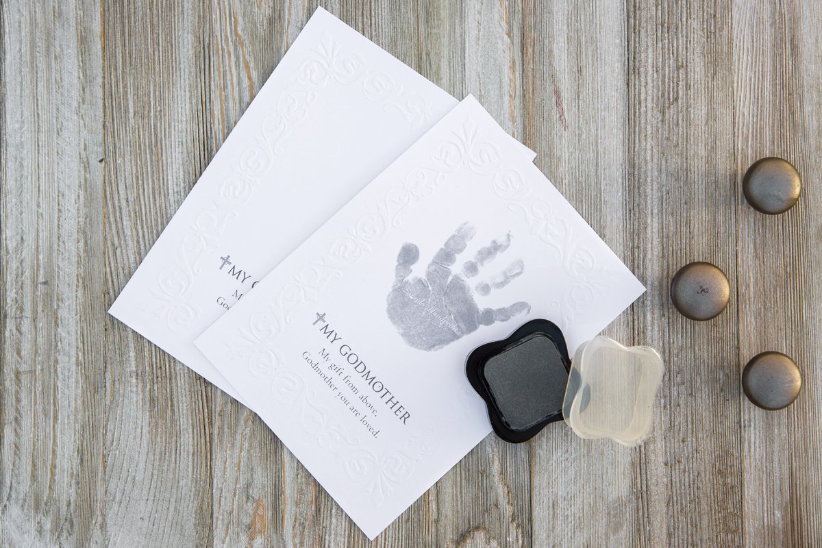 The Grandparent Gift Godmother Godchild Handprint Frame, Grey - Gift for Godmother from Godson or Goddaughter on Baptism, Confirmation