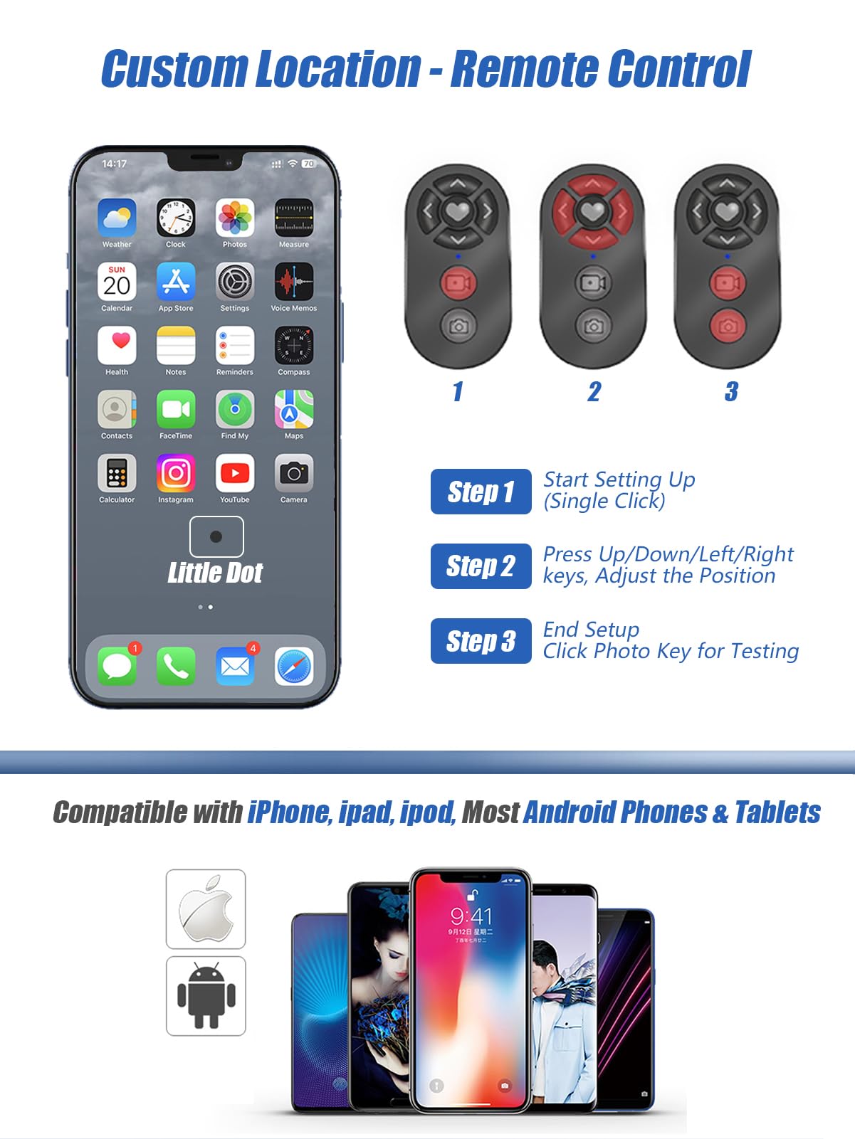 ASHUTB [Upgraded 7-Key] TikTok Remote Control Bluetooth Camera Video Recording Controller,Kindle App Page Turner Wireless Selfie Shutter Photo Clicker Black,Beauty-R1,2.36x1.18 0.39 in