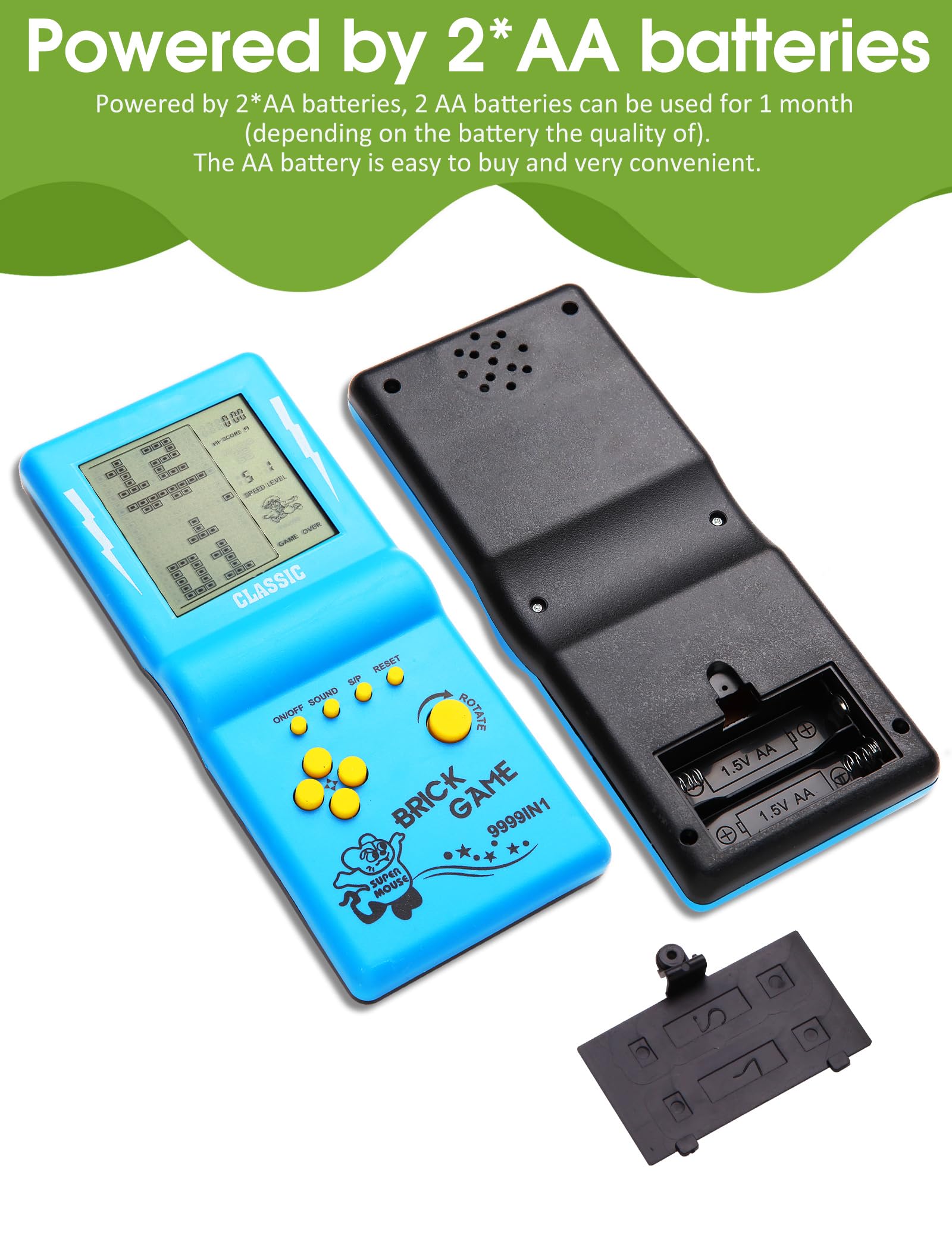 HLF 3.5-inch Large Screen Retro Brick Game Console for The 80s/90s Building Block Game Racing/Tank Game Built-in 23 Classic Games Nostalgic Puzzle Children's Game Console (Blue)