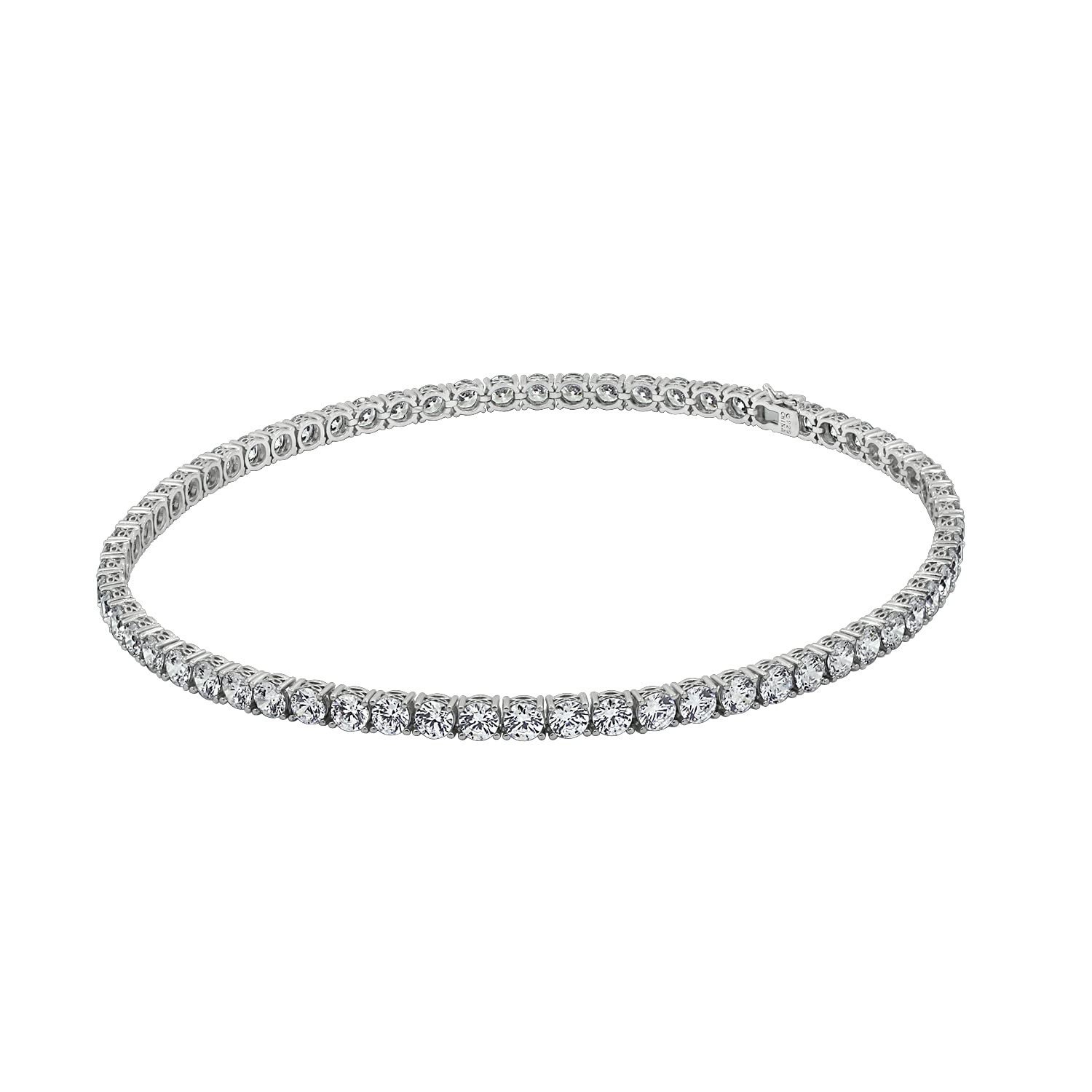 Amazon Collection Platinum Plated Sterling Silver Tennis Necklace set with Round Cut Infinite Elements Cubic Zirconia (6 mm), 17"