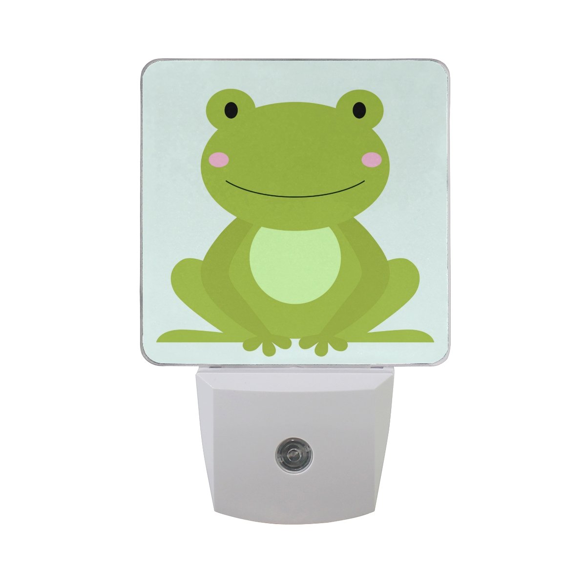 Naanle Set of 2 Cute Green Frog Cartoon Animal Auto Sensor LED Dusk to Dawn Night Light Plug in Indoor for Adults