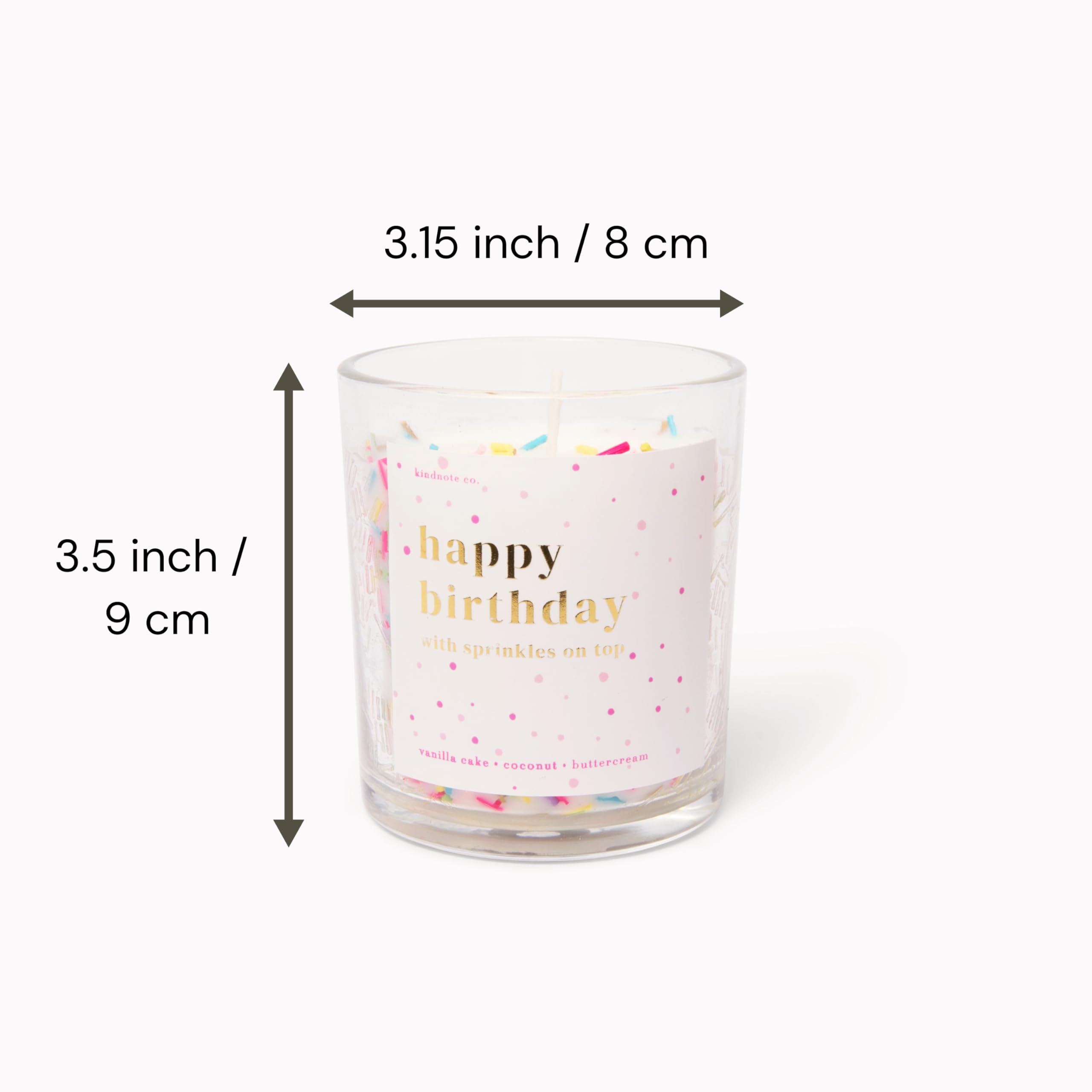 Kindnote Co. Happy Birthday Candle for Women - 8oz Soy Candle, Vanilla Cake, Coconut, Buttercream Scent - Festive Sprinkles, Premium Design, Eco-Friendly, 40+ Hours Burn Time