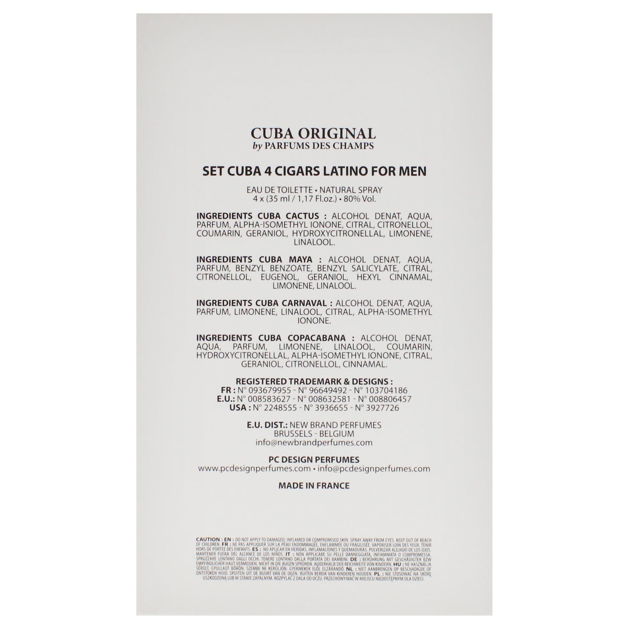 Cuba Latino Collection By Champs For Men. 4 Pc. Gift Set (Contains Eau De Toilette Spray 1.17 Oz / 35 Ml Of Carnaval, Cactus, Maya & Copacabana)