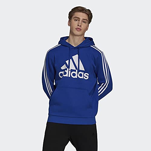 adidas Men's Standard 3-Stripes Fleece Hooded Sweatshirt, Team Royal Blue/White, 4X-Large