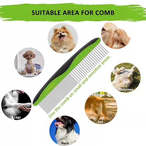 Tminnov Self Cleaning Dog Brush, Dog/Cat Brush for Shedding and Grooming, Deshedding Tool for long/short hair and large/small dogs, cats, rabbits, Gently removes loose and tangled pet hair. (Grooming Brush+Ccomb)
