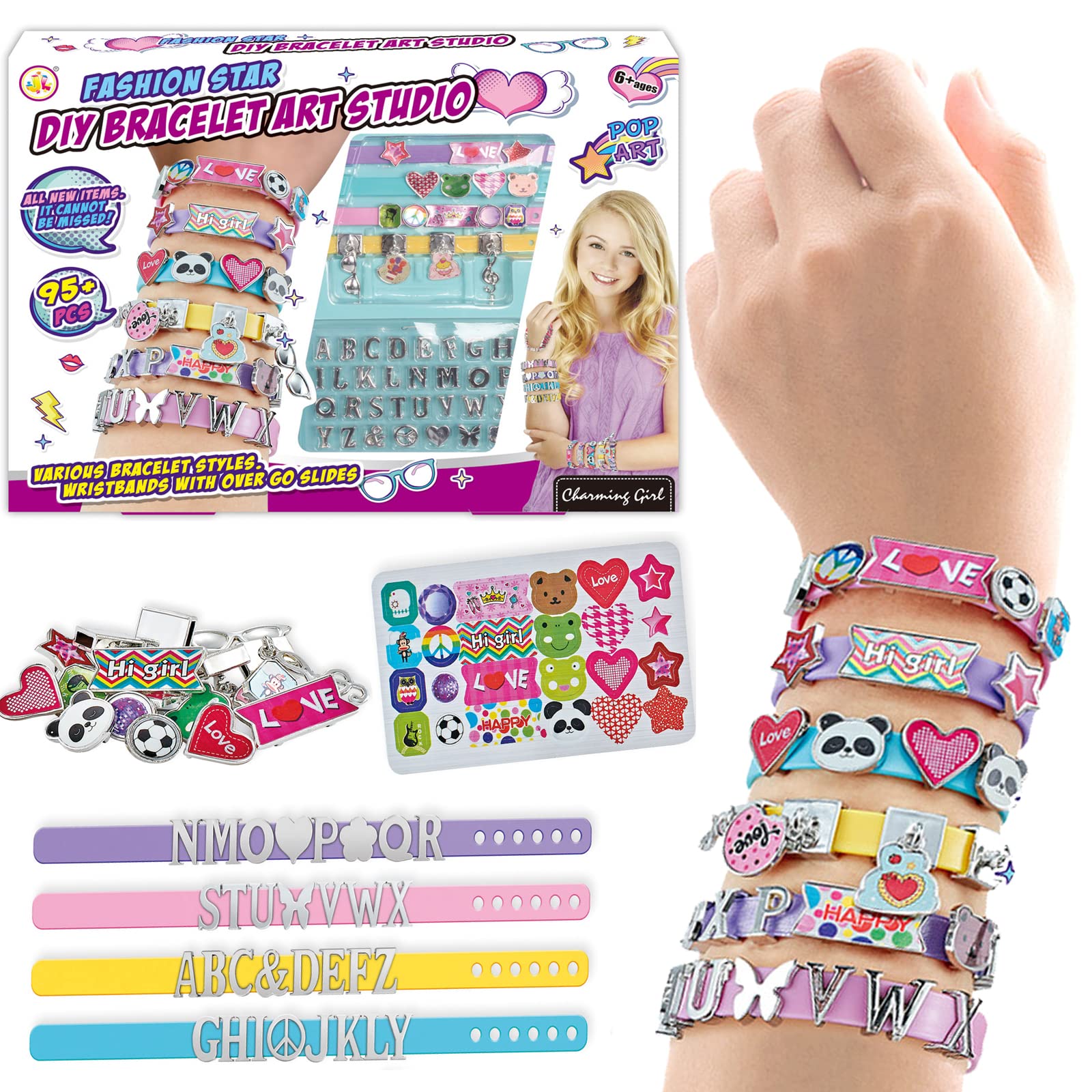 Friendship Bracelet Making Kit 95+ Pcs for Girls,Arts and Crafts Gifts for 6 7 8 9 10 11 12 13 Years Old Girls DIY Christmas and Birthday Gifts Travel Activity Set
