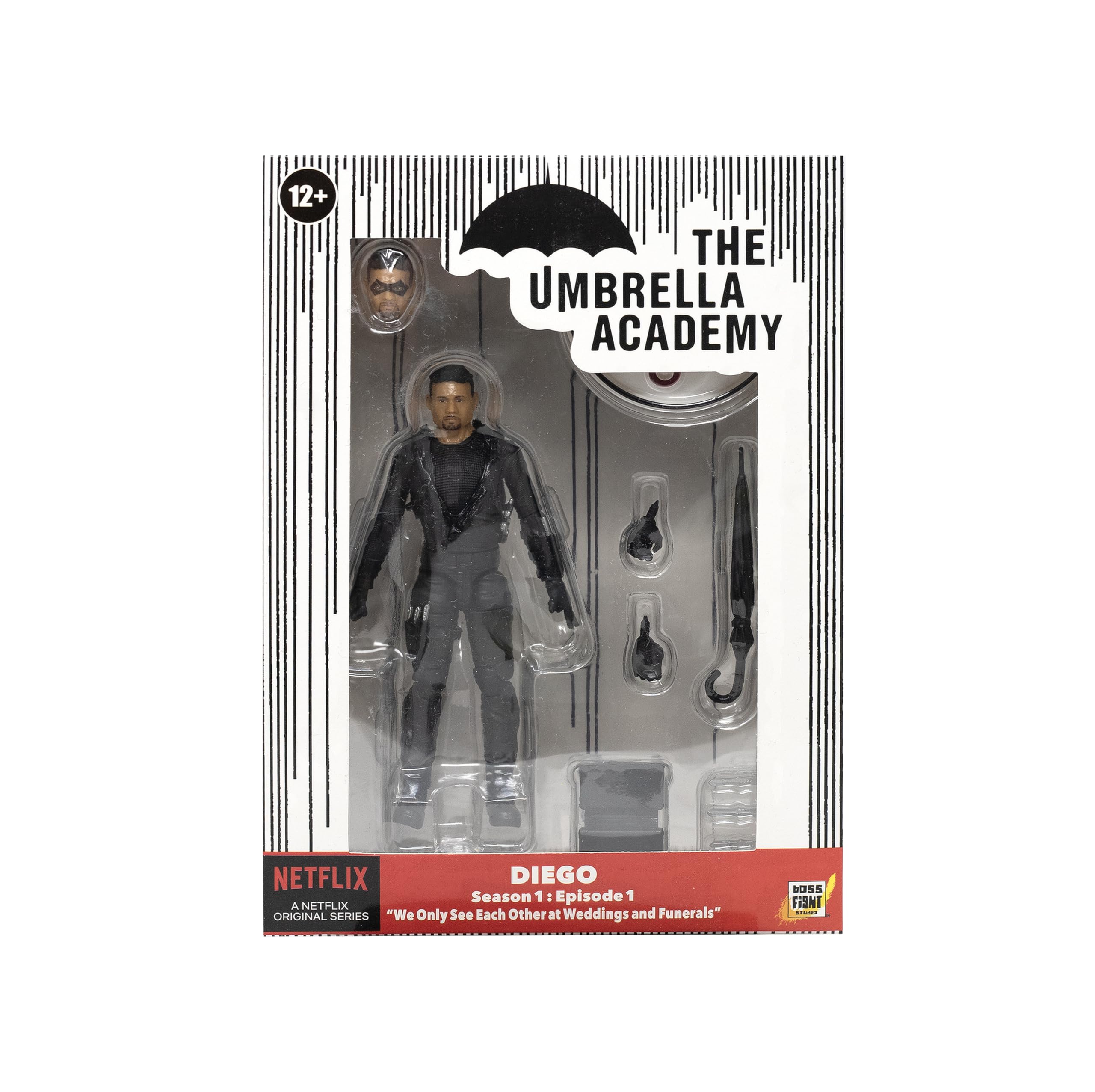 Boss Fight Studio Umbrella Academy Diego Hargreeves, Number Two Action Figure β H.A.C.K.S., Highly Articulated Collectible & Customizable Figurine with Interchangeable Parts & Accessories β 1:18