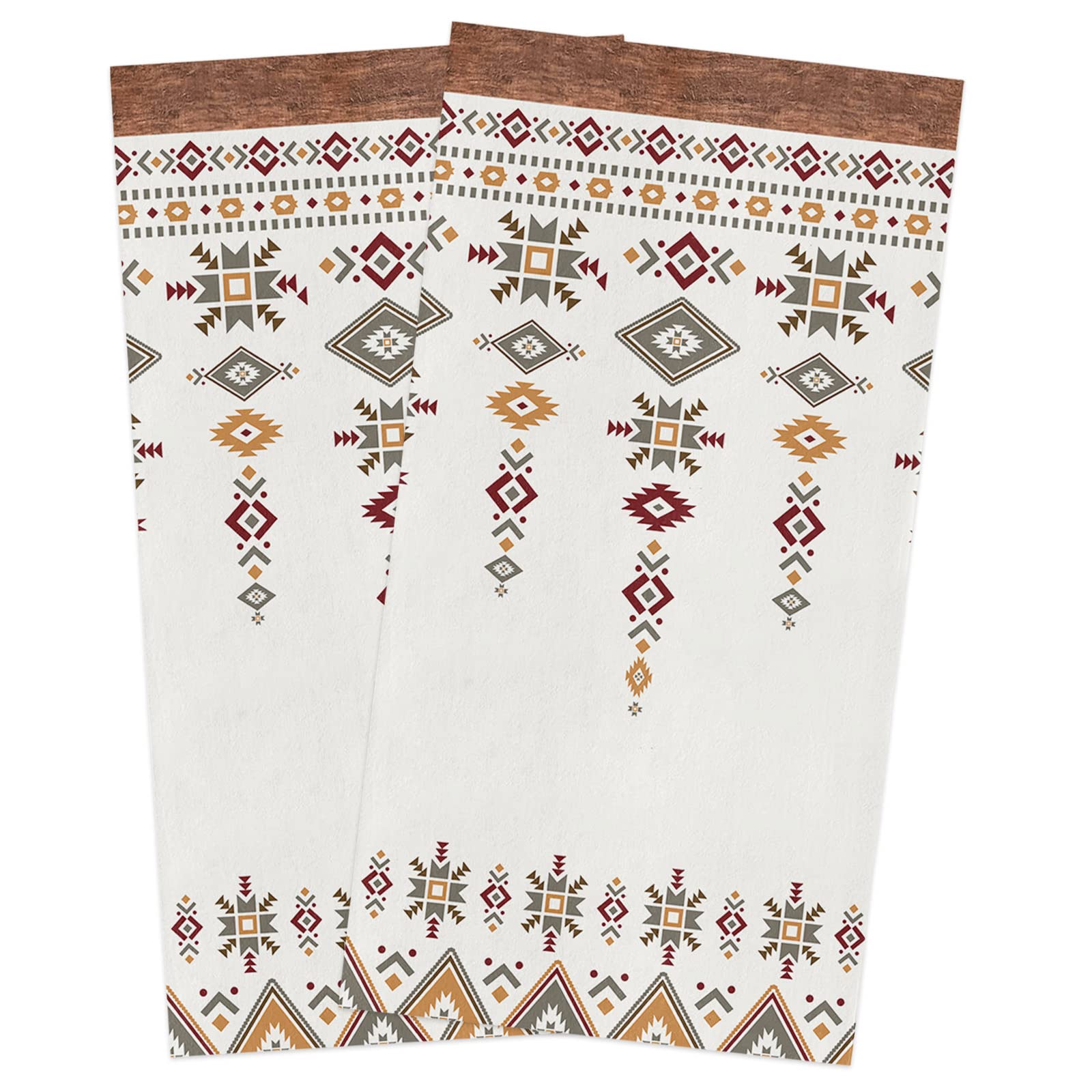 AMZRicher 2 Pack Kitchen Towels with Hanging Loop Super Absorbent Soft Dish Towels for Kitchen Southwest Tea Hand Towels Drying Cleaning Home Decor Boho Native American Tribal Geometric