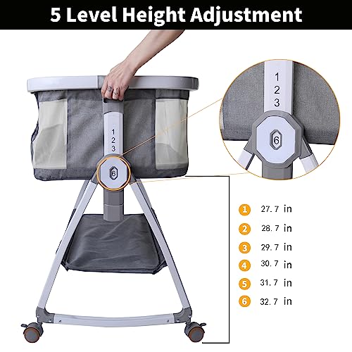 layjense Baby Bassinet Bedside Sleeper for Baby,Easy to Assemble Bassinets for Baby/Infants,Crib Easy Folding Portable Crib All mesh 2023 New