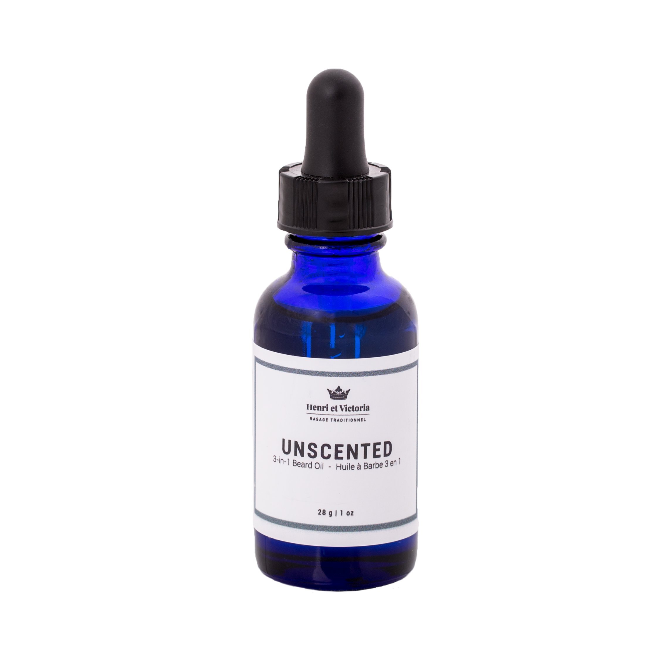 HENRI ET VICTORIA Beard Oil Fragrance-Free, Unscented | Canadian Made by Skilled Artisan | Moisturizing, Non-Greasy, Natural Ingredients | 28g (1oz)