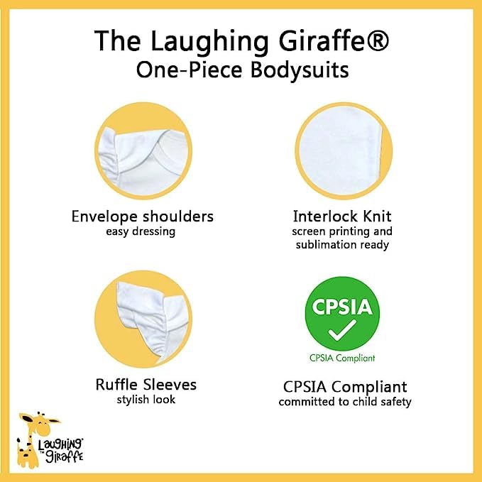 Laughing Giraffe Baby Girl Blank Flutter Short Sleeve One Piece Bodysuit White (12-18 Months)