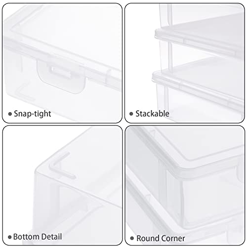 BTSKY Clear Plastic Storage Box with Flap Lid, Multipurpose Craft Organizers and Storage Box Art Supply Storage Organizer Plastic Sewing Box for Beads Pencils Notebooks, 6 Pack Small