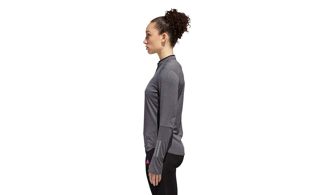 adidas Women's Running Response 1/2 Zip Long Sleeve Tee, Black/Heather, Medium
