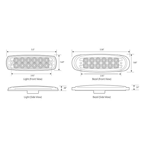 GG Grand General 78565 Amber Rectangular Spyder 12-LED Marker and Clearance Sealed Light with Stainless Steel Rim