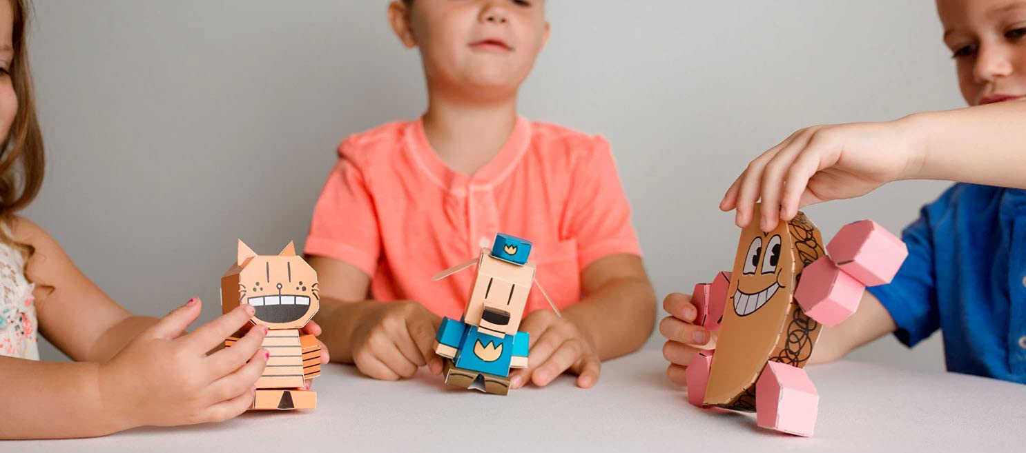 Cubles Dog Man 3 Pack - Featuring Chief, Sarah Hatoff, and Bark Knight - Create a Fun Durable Paperboard Action Figure - Puzzle - Origami - STEM Craft - Collectible Gift - No Glue No Scissors