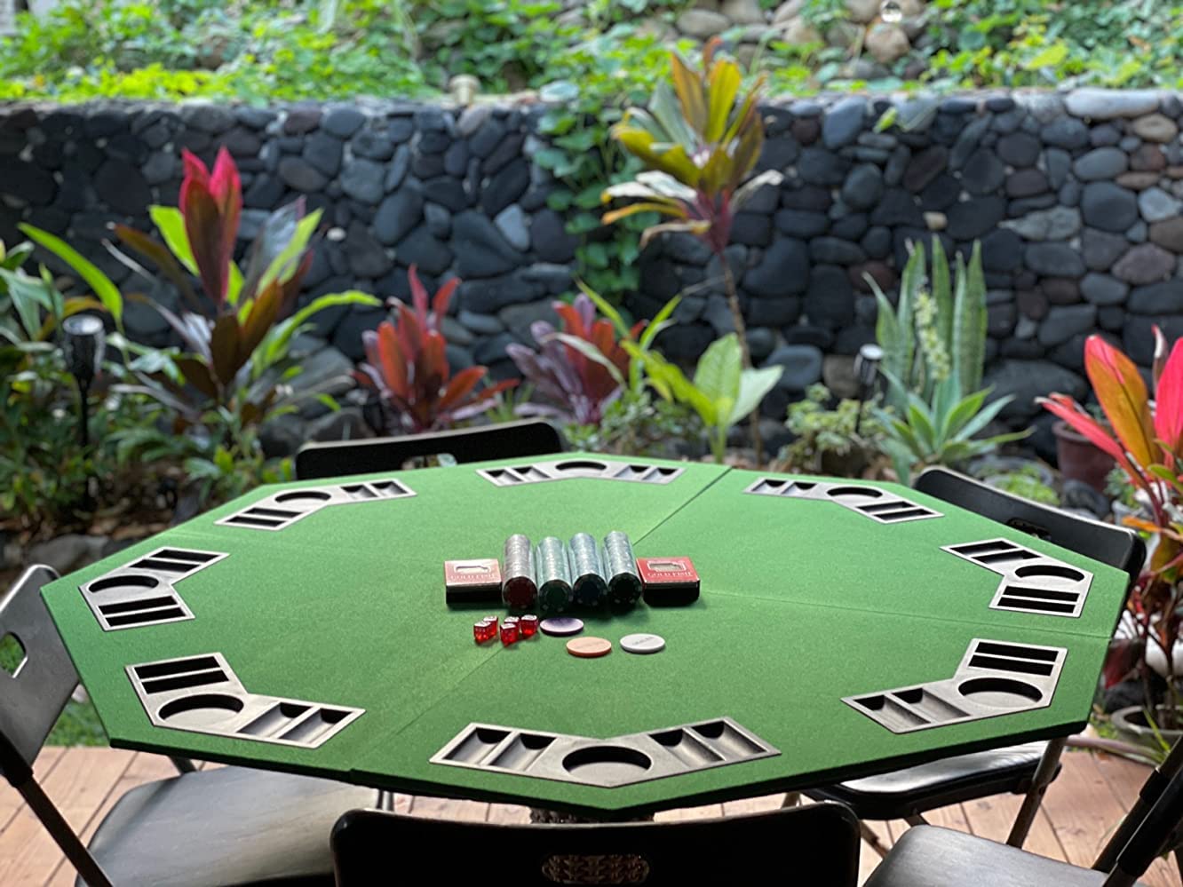 EVIEUN 48" 8-Player Foldable Poker Table Top, Casino Texas Hold'em Layout, Portable Anti-Slip Blackjack Poker Table Mat with Carrying Bag for Family Games Casino