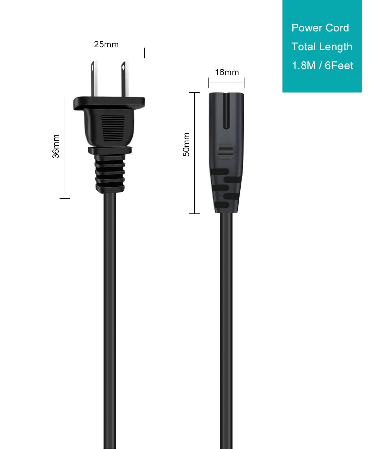 AC Power Cord for Xbox One S/X, Xbox Series X/S, Sony PS5, PS4, PS4 Slim, PS3 Slim Console Power Cable Replacement Power Supply Wall Cable - 6 Feet