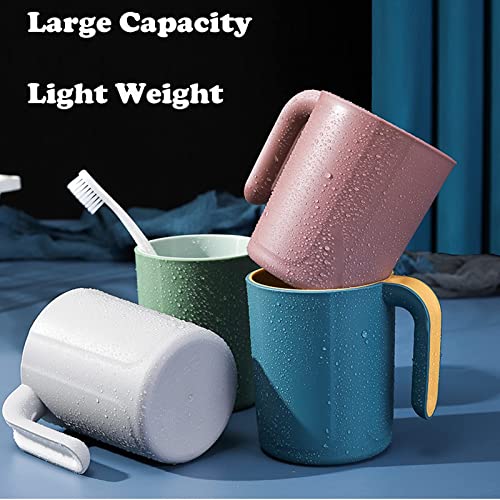 GEJIA Plastic Reusable Coffee Mugs with Handles,Stackable Unbreakable Coffee Cups Set of 4-16.5 Ounce Cups for Cocoa, Milk, Tea or Water, Drinking Cup for Kids & Adult, Dishwasher and Microwave Safe