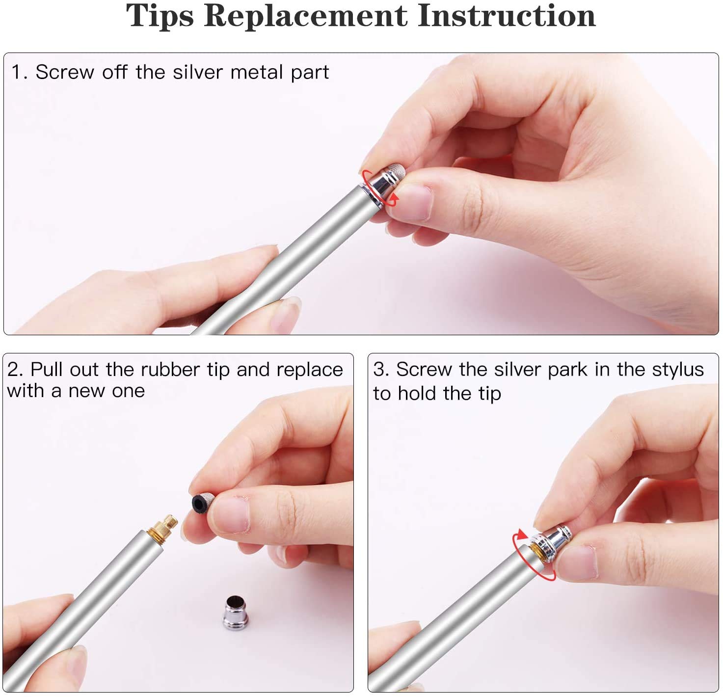 METRO Replaceable Mesh Fiber Tips for METRO Dual-tip Capacitive Stylus Pens Only (10 Pcs 0.2" Tips, 10 Pcs 0.24" Tips)