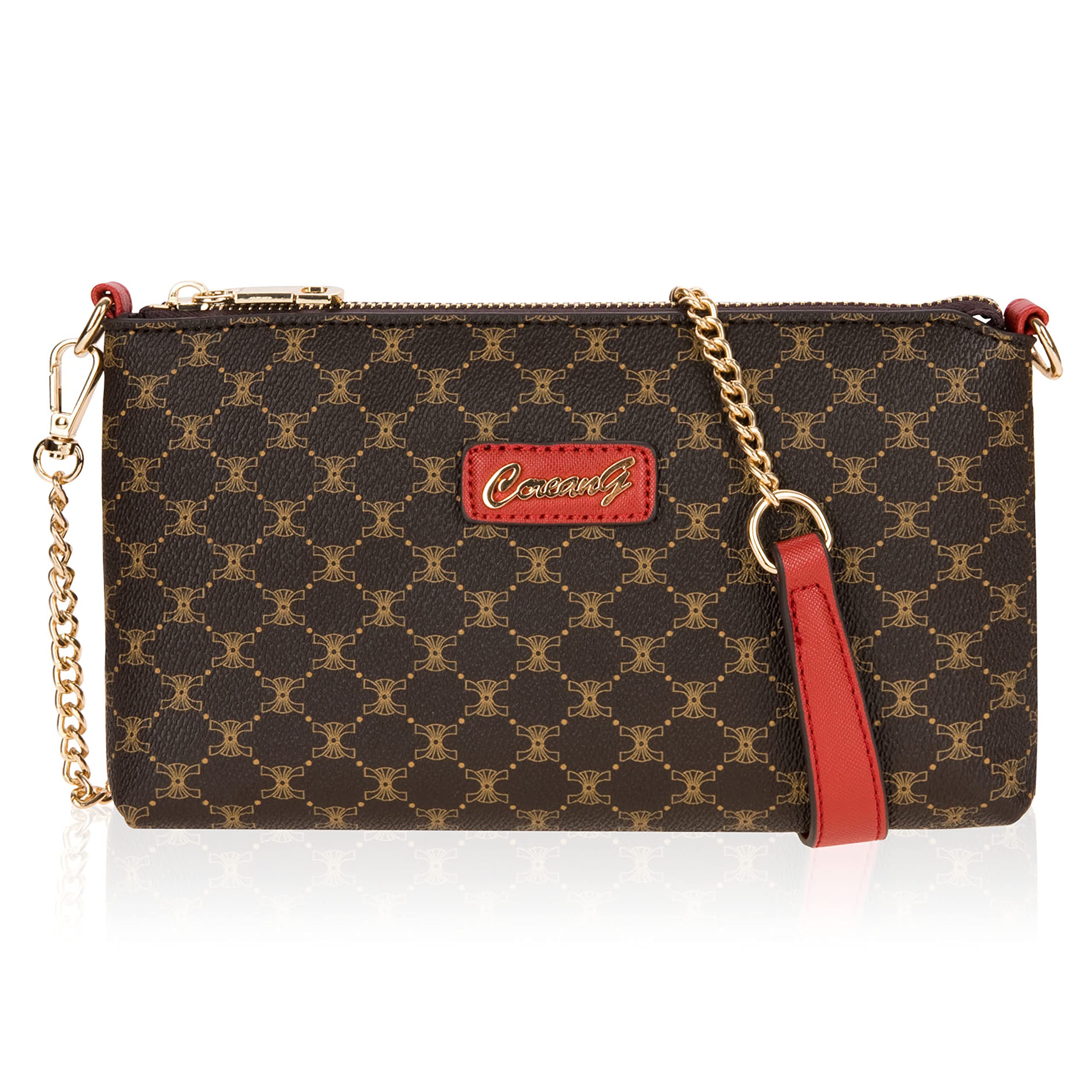 Chain Strap Small Crossbody Cellphone Purse for Women, Card Slots Clutch Shoulder Phone Bags (Red)