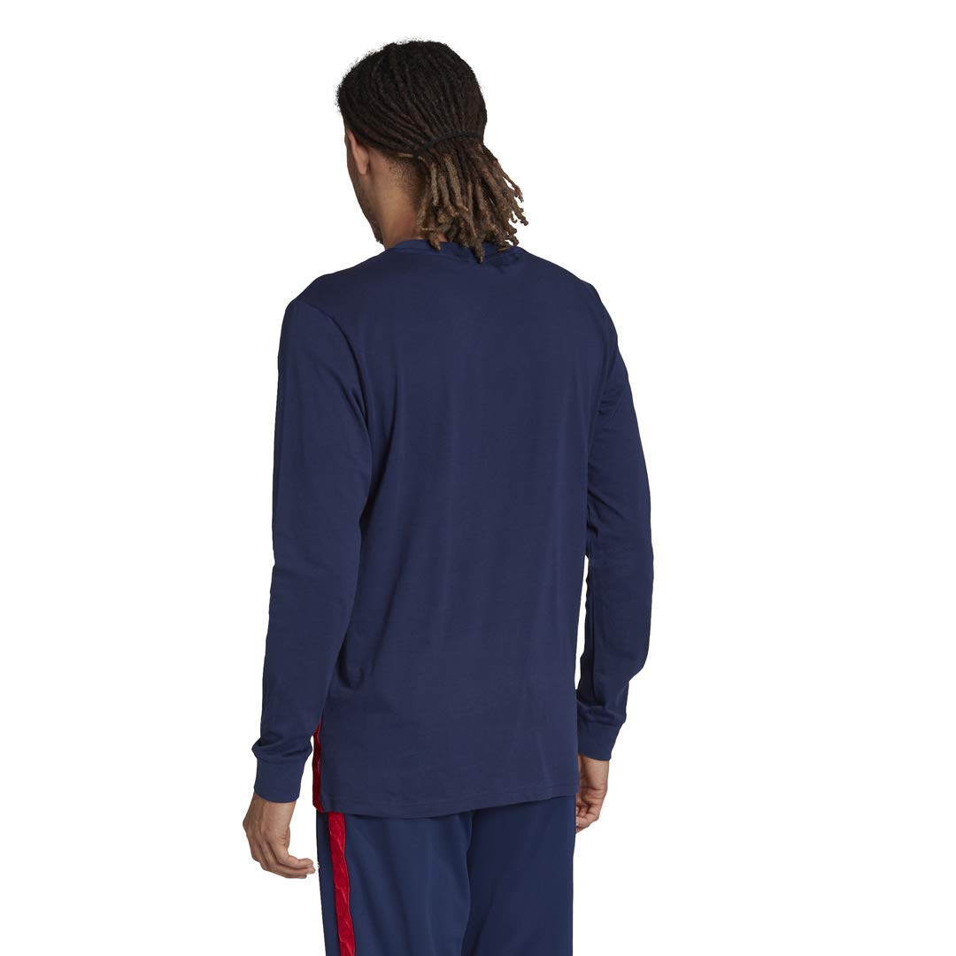 adidas Men's Tan Tape Long Sleeve Tee Team Navy Blue Small