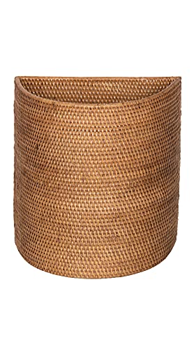 KOUBOO 1030082, Honey Brown Handwoven Half-Moon Rattan Waste Basket
