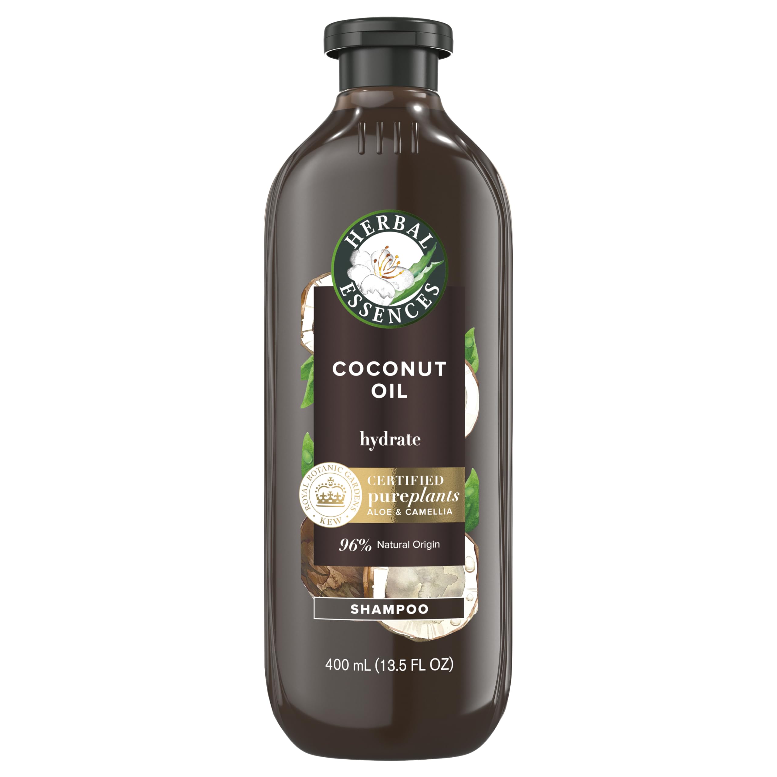 Herbal Essences Coconut Oil Hydrating Shampoo, 13.5 Fl Oz, with Certified Camellia Oil and Aloe Vera, For All Hair Types, Especially Dry Hair