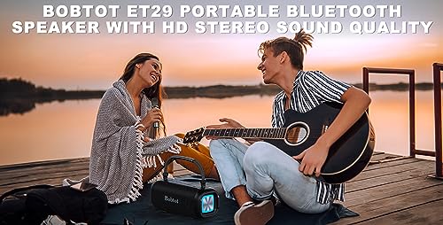 Bluetooth Speaker Portable Waterproof Speakers, Wireless Microphone IPX7 60W RGB Light Bass Stereo Sound for Outdoor, Small & Big Home Party Speaker