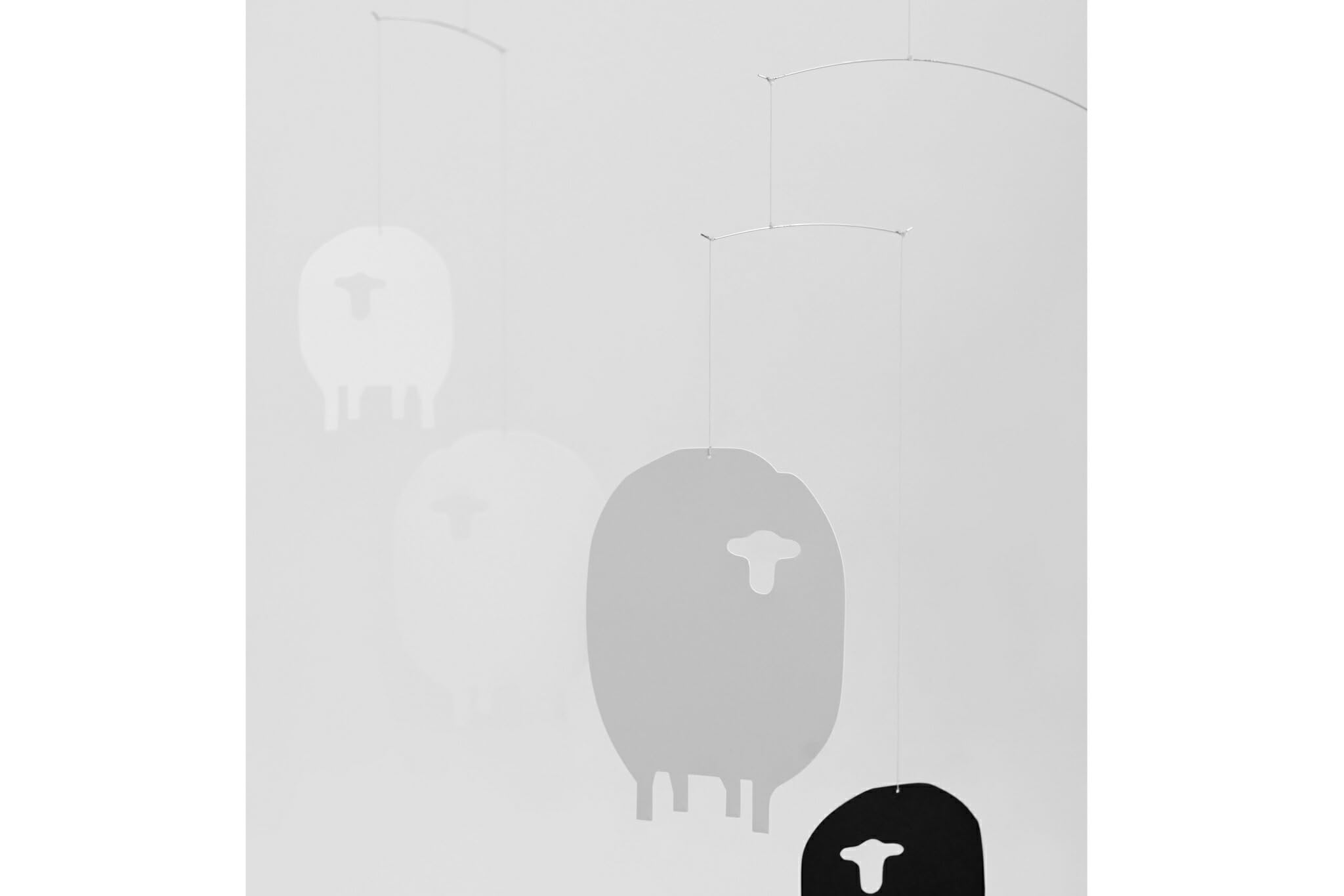 Flensted Mobiles Sheep Hanging Nursery Mobile - 17 Inches Plastic - Handmade in Denmark - Conversation Piece and Room Decor - Unisex - Wall Mount