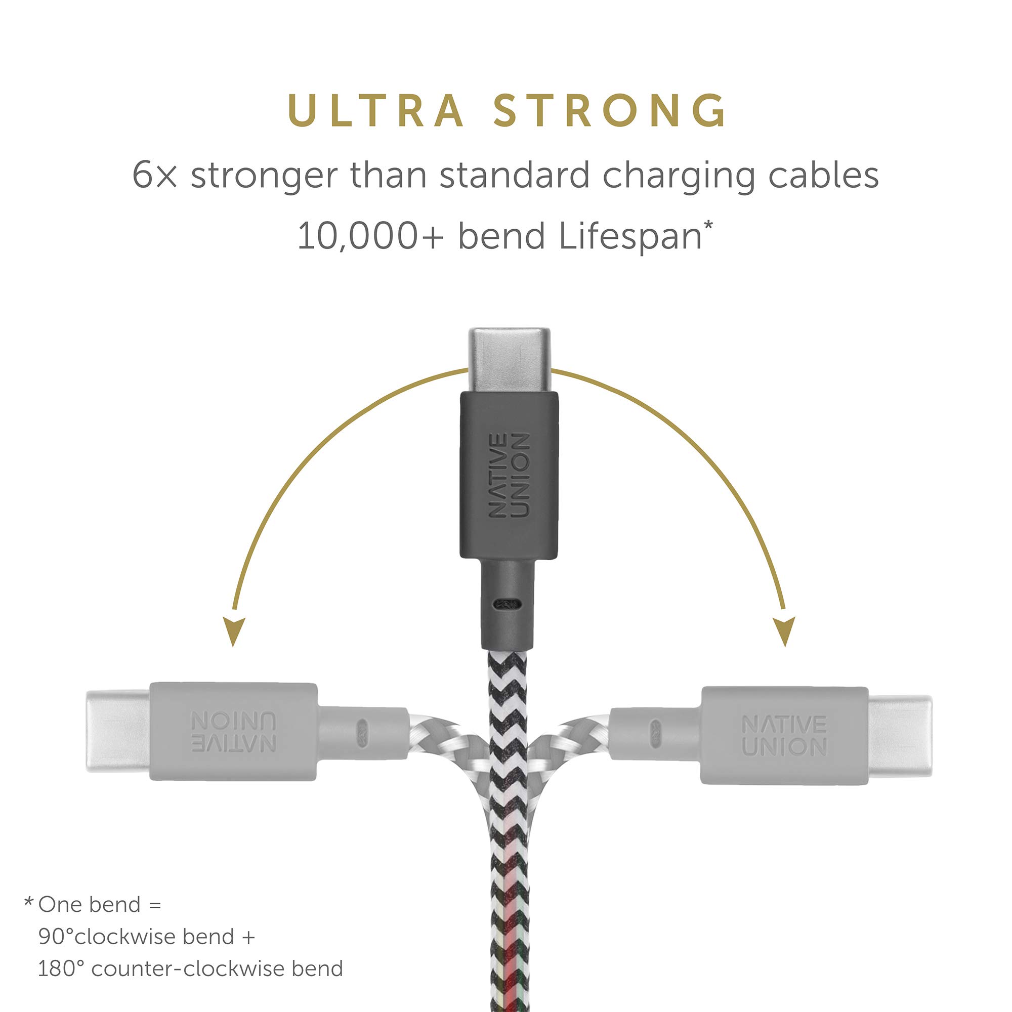 Native Union Belt Cable USB-C to USB-A - 4ft Ultra-Strong Charging Cable with Leather Strap Compatible with iPhone 16, Samsung Galaxy Z Fold 6, Flip 6 / S25 Ultra, Pixel 9 Pro, iPad Pro (Zebra)