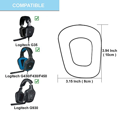 MMOBIEL Ear Pad Compatible with Logitech G35 G930 G430 F430 F450 Headset with Memory Foam Protein Leather (Black)