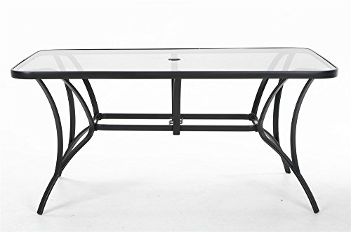 CoscoProducts COSCO 88646GLGE Paloma Patio Tempered Glass Top Dining Table, Gray