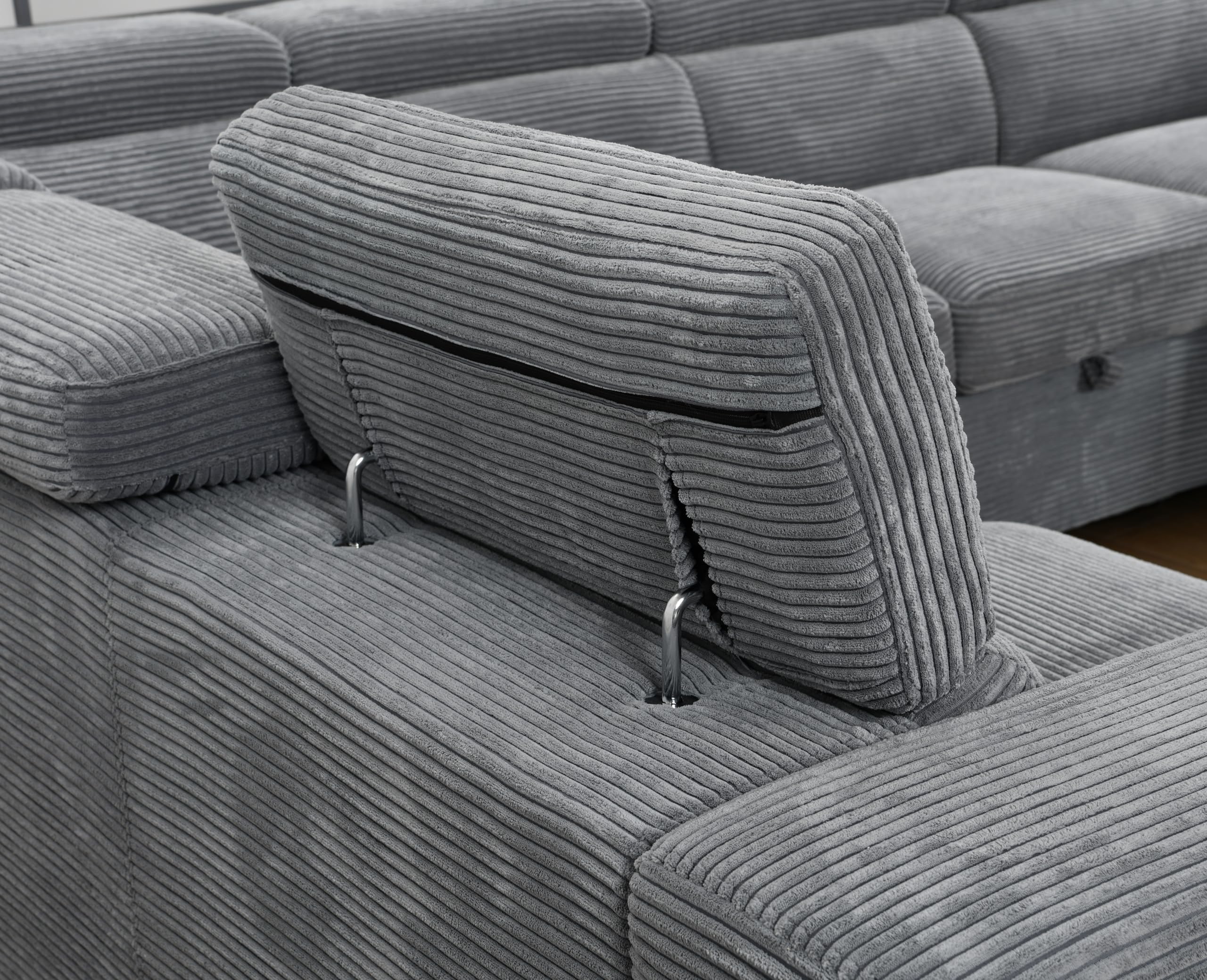 THSUPER 146'' Oversized Sectional Sleeper Sofa with Chaise Lounge and 2 Pull-Out Bed, 7-Seater U-Shaped Sectional Couches with Cuddler and 2 Cup Holders for Living Room - Belfast Fabric Dark Grey