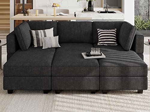 Belffin Modular Sofa Bed Module Sectional Sleeper Sofa Convertible Sectional Couch Bed Set Sleeper Couches Dark Grey
