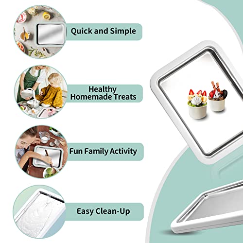 Instant Ice Cream Maker, Rolled Ice Cream Maker, Instant Gelato Pan/Roll, Homemade DIY Ice Cream for Fun Parent-Child Activities for Families White