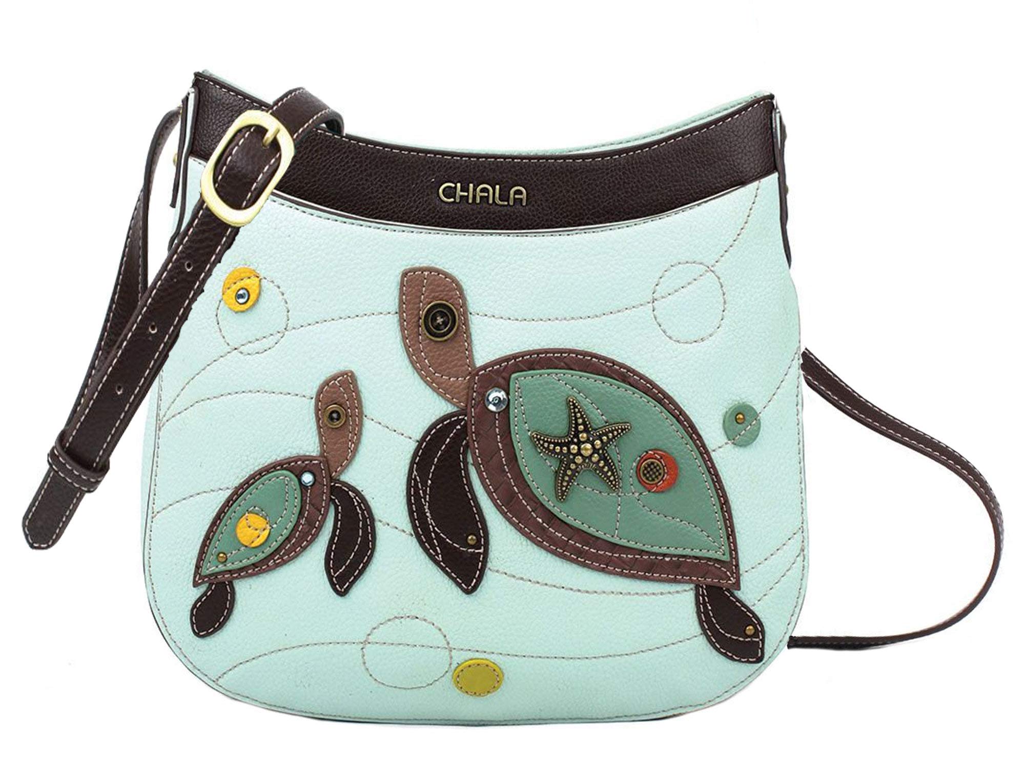 Chala Handbags Sea Turtle Crescent Crossbody Handbag Purse, Turtle Lovers