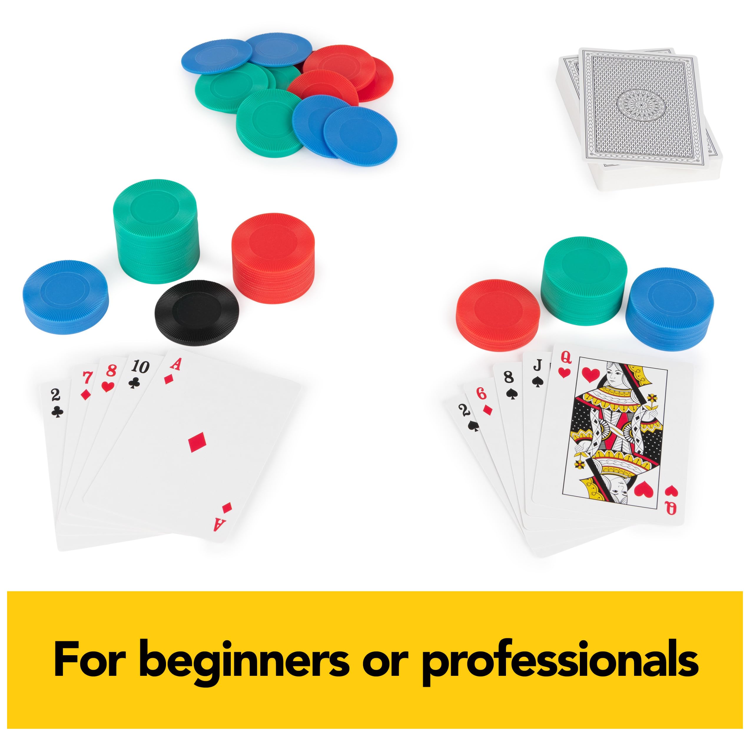 Cardinal Classics, 200 Poker Chips Set Playing Cards Deck Dealer Button Texas Hold ‘Em Classic Casino Table Game, for Adults and Kids Ages 10 and up
